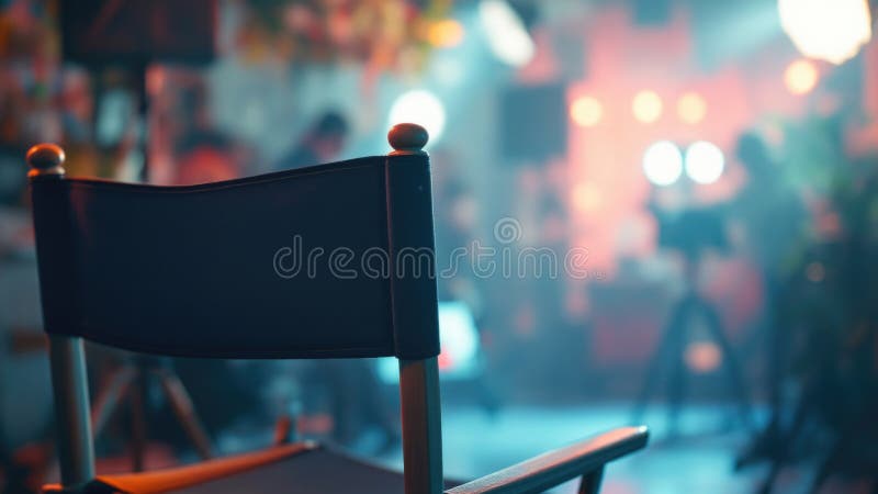 Empty Director S Chair on Film Set with Blurred Backdrop and Warm ...