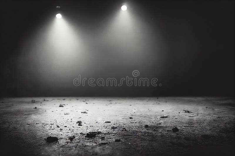 Empty Dirty Dark Stage with Lights Background Stock Illustration ...