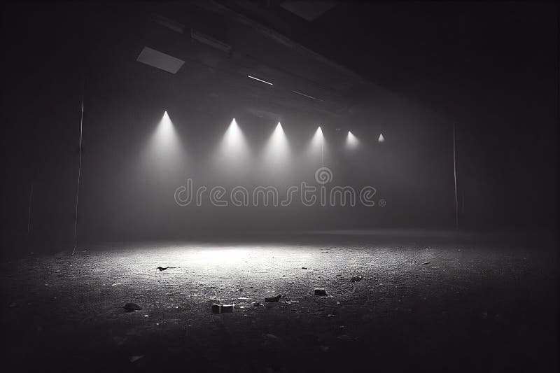 Empty Dirty Dark Stage with Lights Background Stock Illustration ...