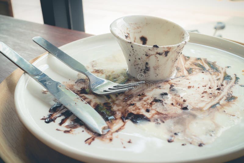 Empty And Dirty After Eating Dessert Stock Image - Image of breakfast ...