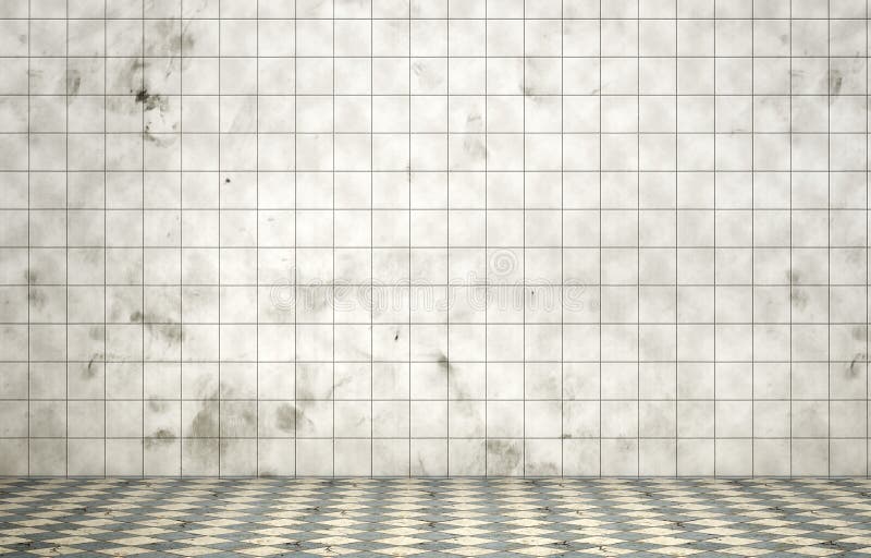 Empty Dirty Room in Grunge Style. Tiled Room Stock Illustration ...
