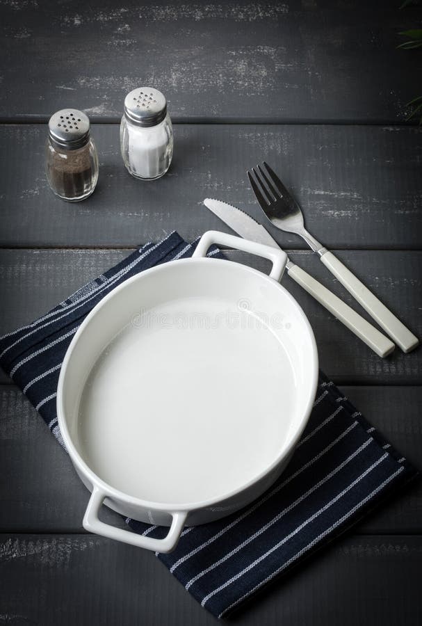 Empty Dish for Baking on a Dark Countertop Stock Photo - Image of dark ...