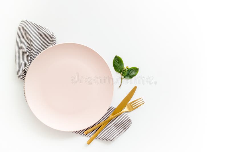 Empty Dish and Cutlery on Napkin. Table Setting Top View Stock Image ...