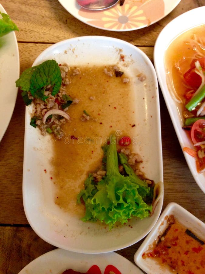 Empty Dish after Food an the Table Stock Image - Image of thai, green ...