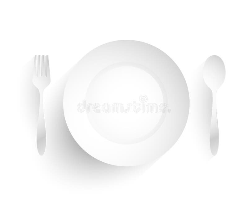 Empty Dish, Fork and Spoon Placed Alongside. on White Background Stock ...