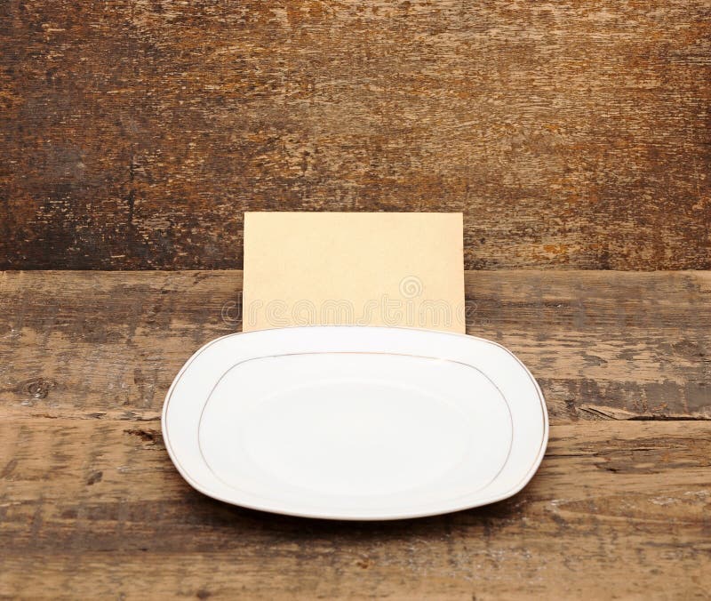 Empty dish with old paper stock photo. Image of lunch - 24112516