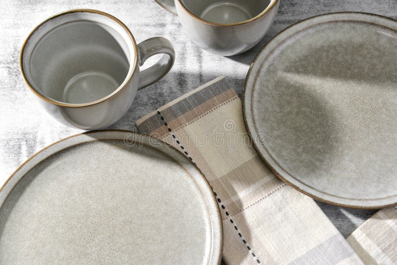 Empty dishes on table stock image. Image of counter - 380581925