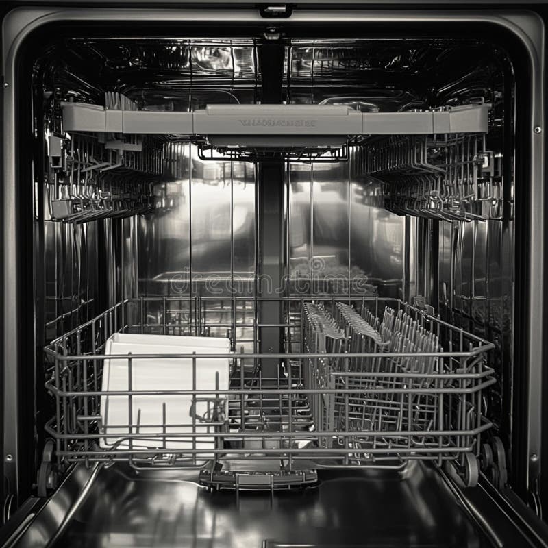 Empty Dishwasher Waiting for Dishes. Artificial Intelligence. Stock ...