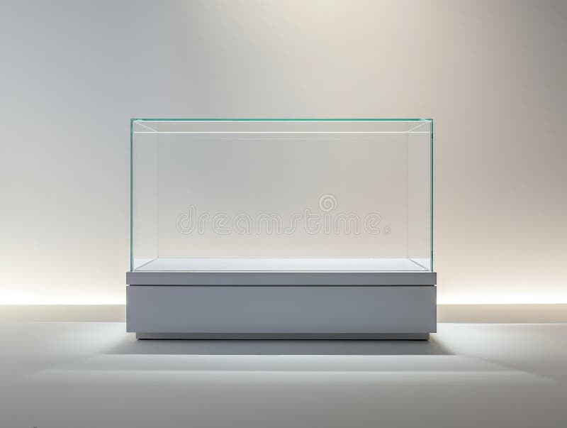 Empty Display Case in Minimalist Setting Stock Photo - Image of glass ...