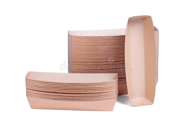 Empty Disposable Paper Fast Food Tray Isolated on White Stock Image ...