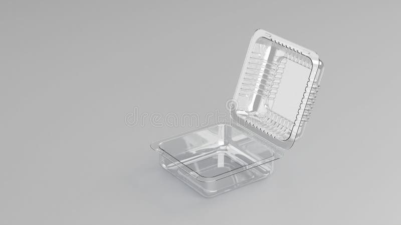 Empty Disposable Plastic Food Packaging Tray, 3D Render Stock ...