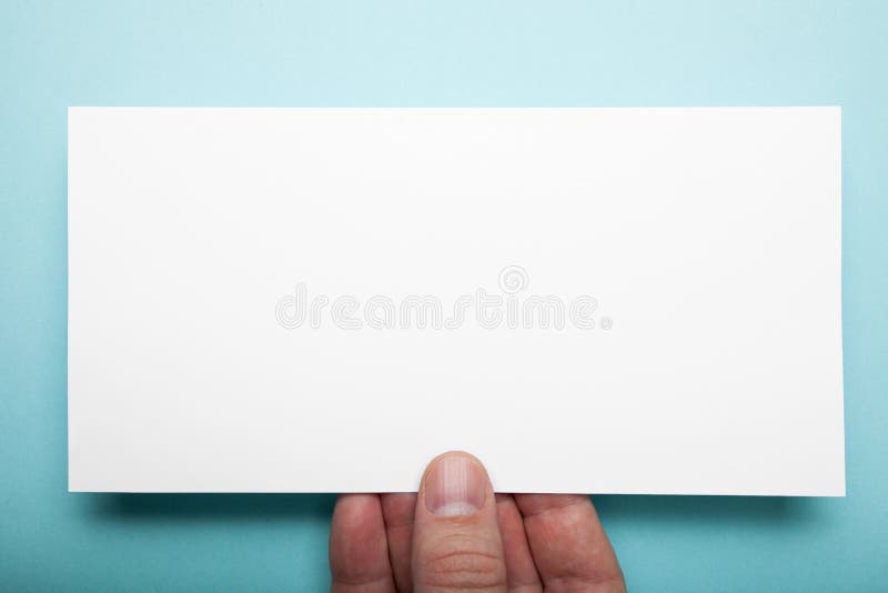 Empty DL Flyer on a Blue Background, Mockup Stock Photo - Image of ...