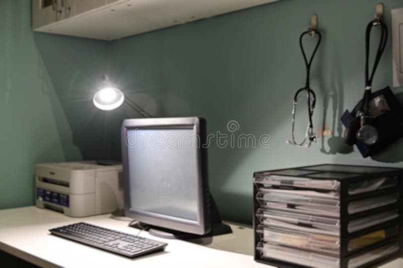 Empty Doctors Clinic Office Desk Room Interrior Stock Image - Image of ...