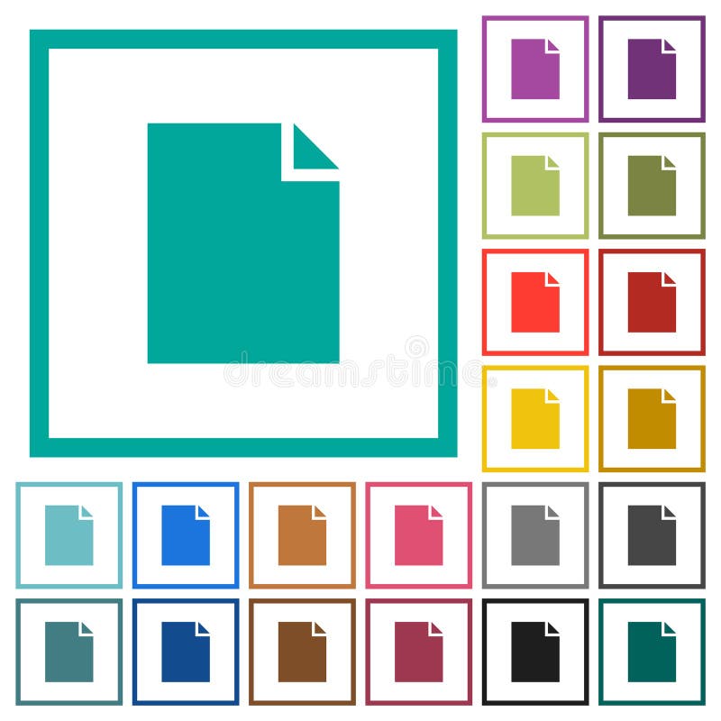 Empty Document Sheet Solid Flat Color Icons with Quadrant Frames Stock ...