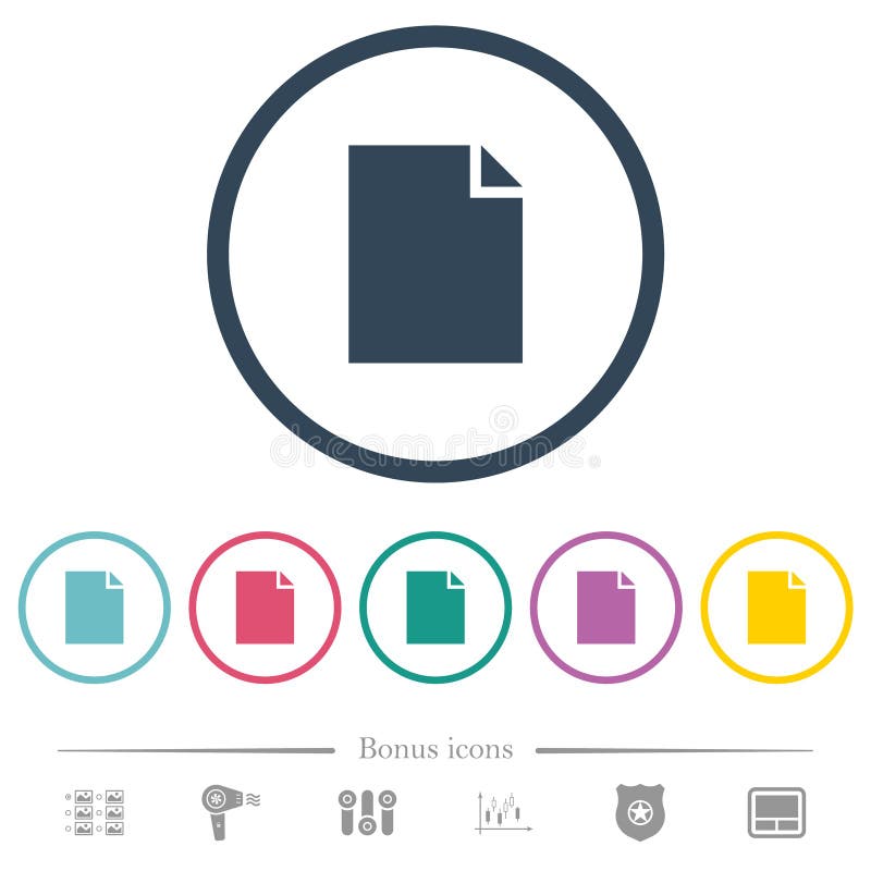 Empty Document Sheet Solid Flat Round Icons Stock Vector - Illustration ...