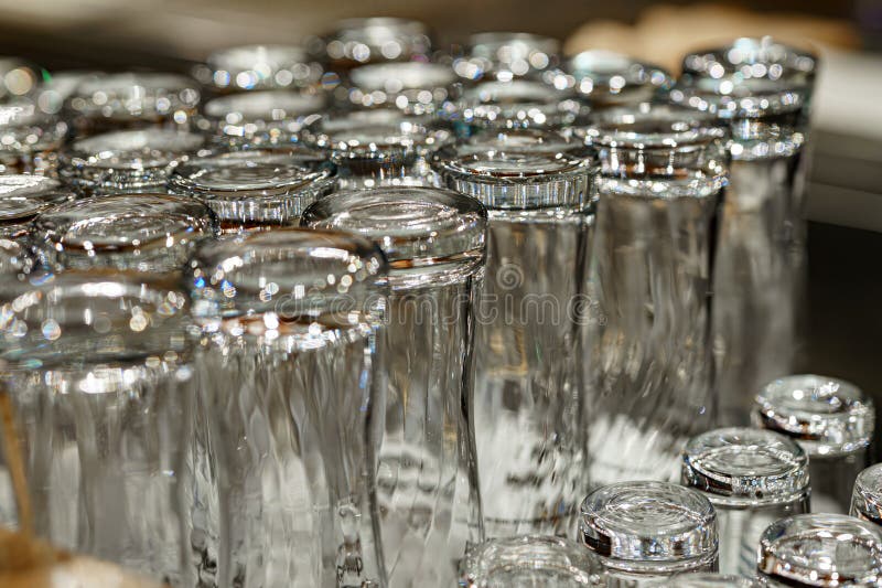 Empty Draft Beer Glasses at a Bar Stock Image - Image of cocktail ...