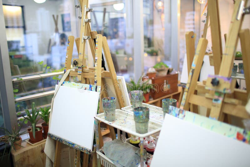 Empty Drawing Paper and Color on Wooden Board. Stock Image - Image of ...