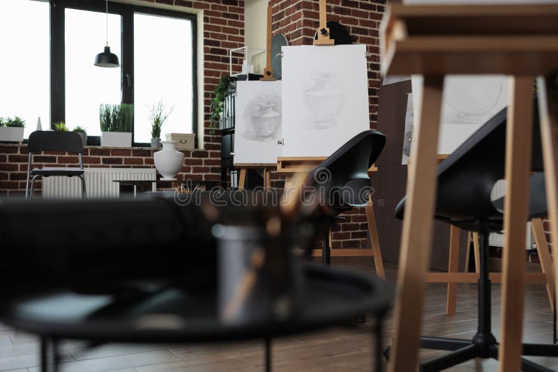 Empty Drawing Studio Equipped with Professional Sketching Tools Stock ...