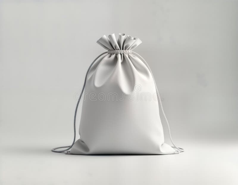 Empty Drawstring Bag on Gray Background. Simple Design. Versatile Bag ...
