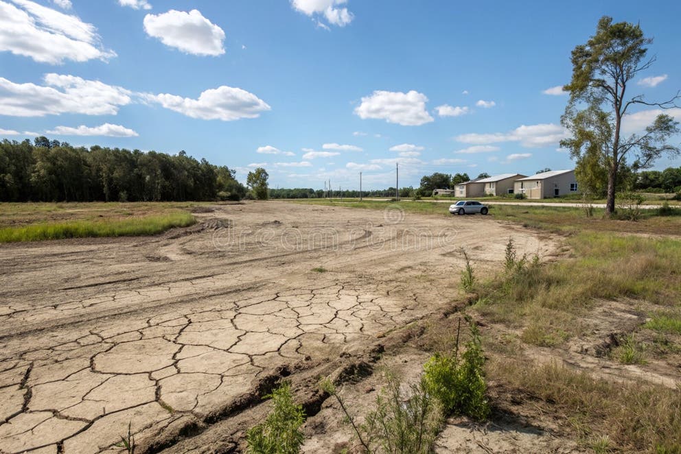 Empty Dry Cracked Land for Housing Construction Project Stock ...