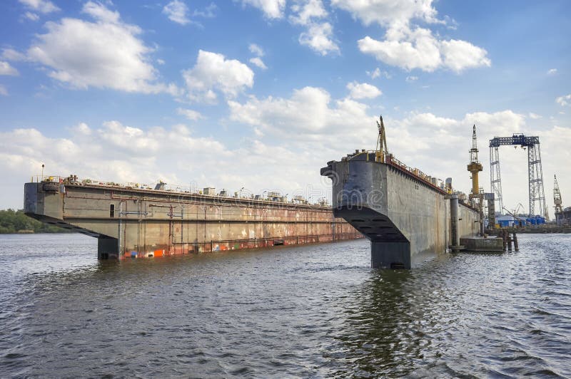 Empty Dry Dock Seen from the Water Stock Image - Image of water, harbor ...