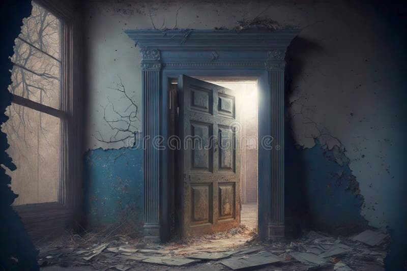 Empty Dusty Room with Broken Dirty Doors in Abandoned House Stock ...