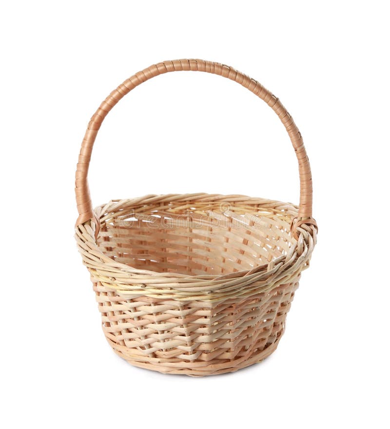 Empty Easter Wicker Basket Isolated on White Stock Image - Image of ...