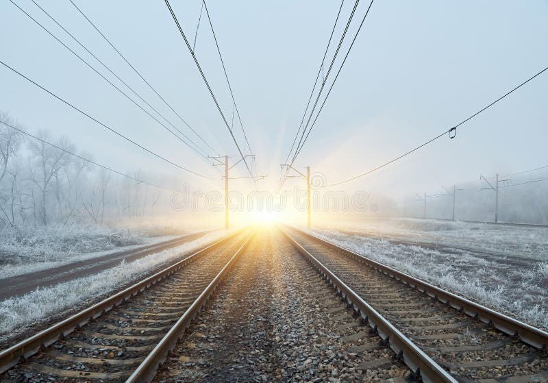 Empty Electric Mainline Railroad Stock Photo - Image of landscape ...