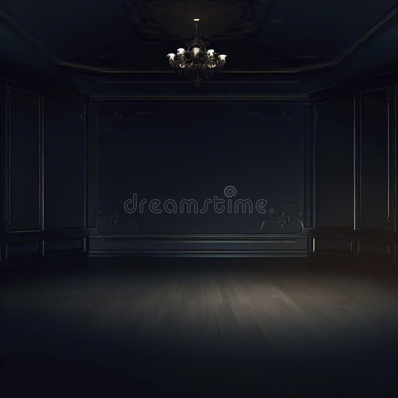 Empty Elegant Dark Room at Night with Copy Space Stock Illustration ...