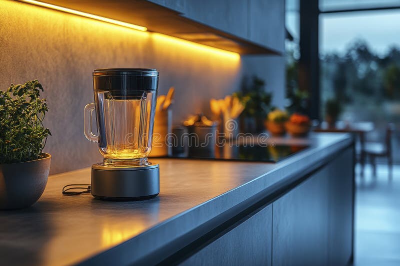 An Empty, Elegant Portable Blender Sits on a Spacious, Modern Kitchen ...