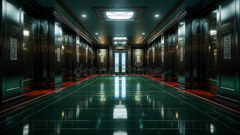 Empty Elevator Doors in an Office Corridor Stock Image - Image of ...