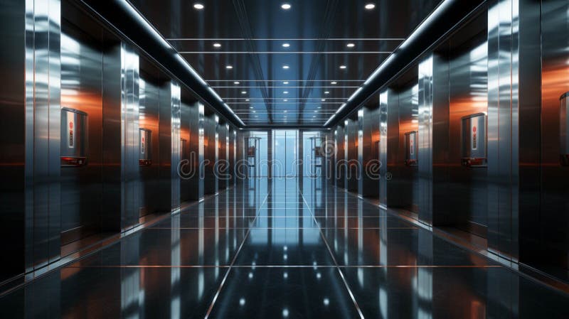 Empty Elevator Doors in an Office Corridor Stock Photo - Image of ...