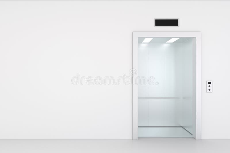Empty Elevator Hall Interior with Waiting Lift and Grey Walls Stock ...