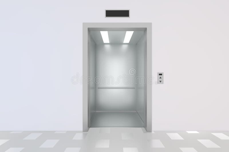 Empty Elevator Hall Interior with Waiting Lift and Grey Walls. 3d ...