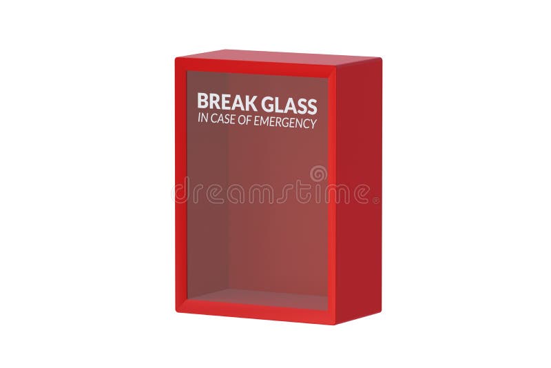 Empty Emergency Box with Breakable Glass Isolated on White Background ...