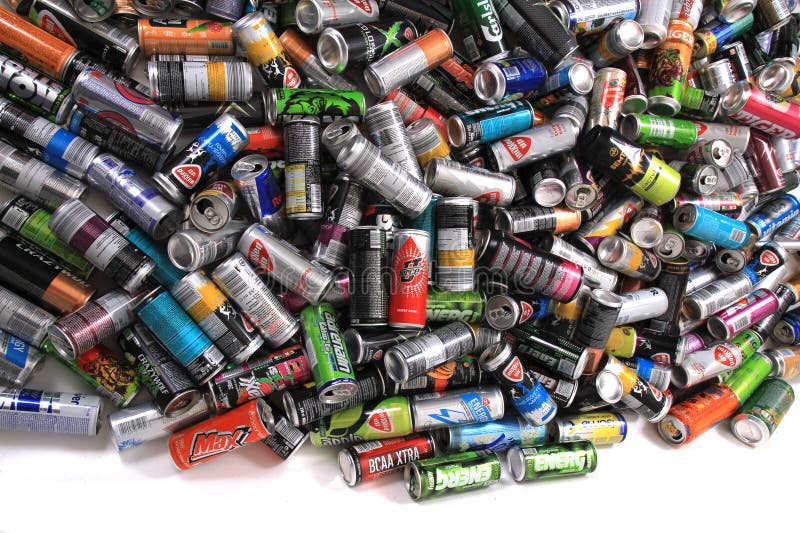 Empty Energy Drinks Collection from Czech Republic Editorial Stock ...
