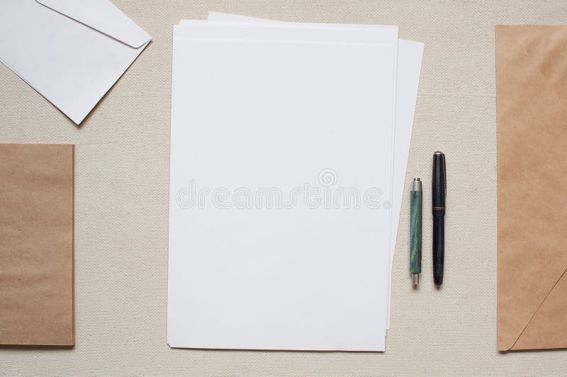 Empty Envelopes and Sheets of Paper on the Table Stock Photo - Image of ...