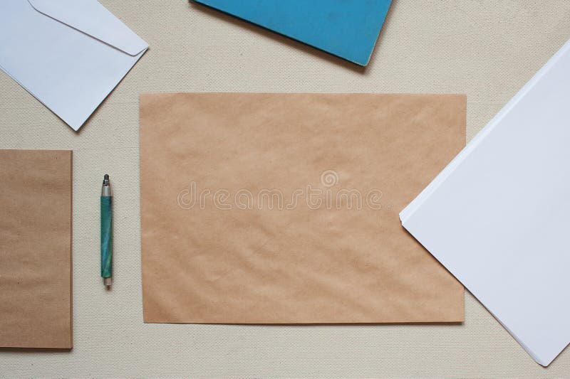 Empty Envelopes and Sheets of Paper on the Table Stock Photo - Image of ...