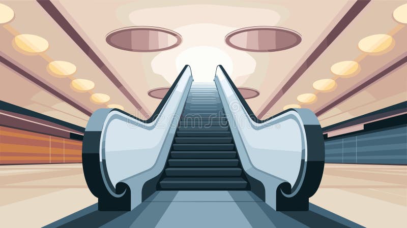 Empty Escalator Ascending into Blurred Lights of Mall Atrium. Stock ...