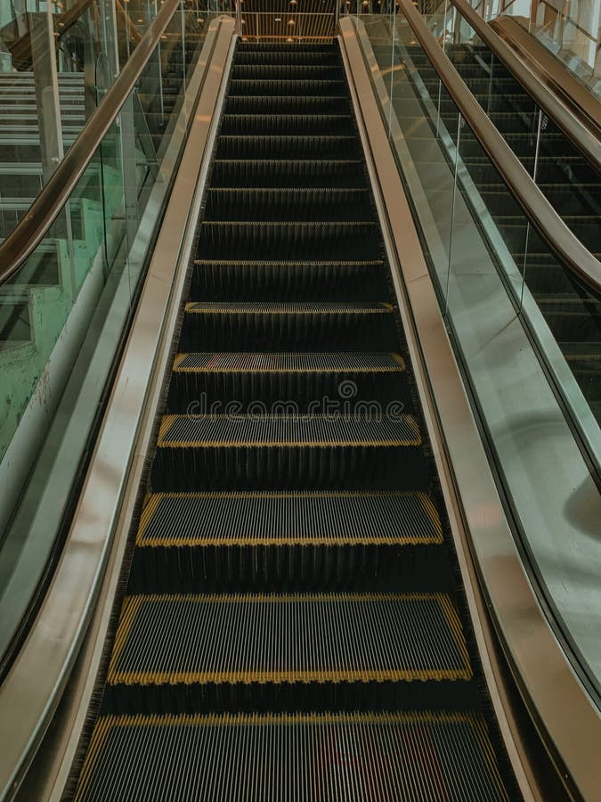 Empty escalator stock image. Image of background, empty - 254456989