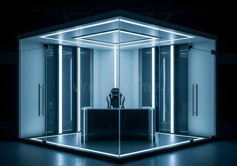 Empty Esports Player Booth with LED Light Stock Illustration ...