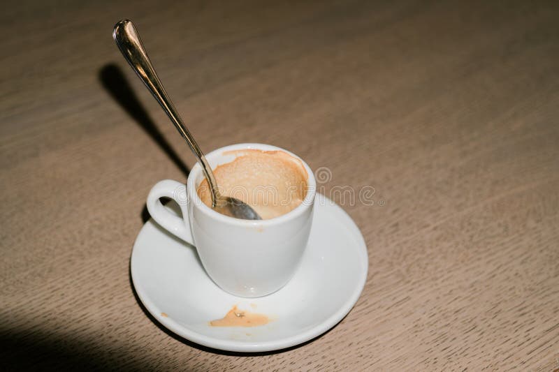 Empty Espresso Cup on a Wooden Table. an Intimate Capture of a Finished ...