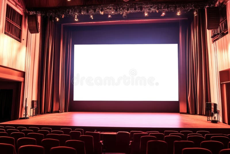 Empty Event Stage with Blank Screen Mockup. Stock Image - Image of ...