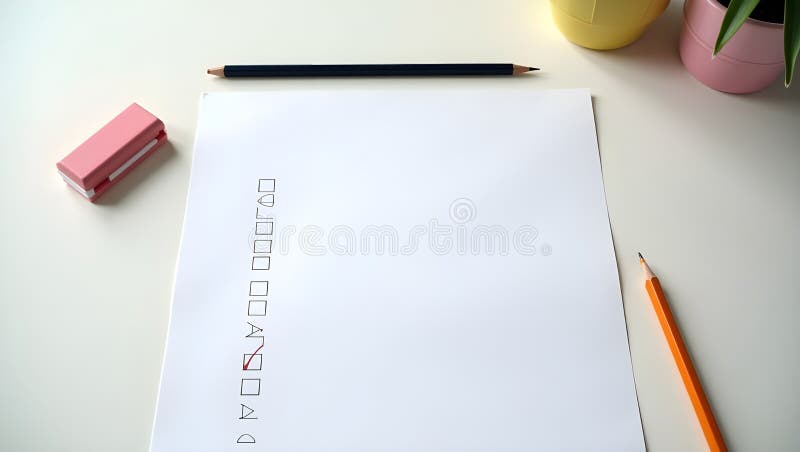 Empty Exam Desk with Multiple-choice Answer Sheet, Sharpened Pencil ...