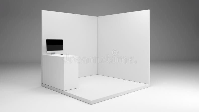 Empty Exhibition Booth Mockup, 3d Render Stock Illustration ...