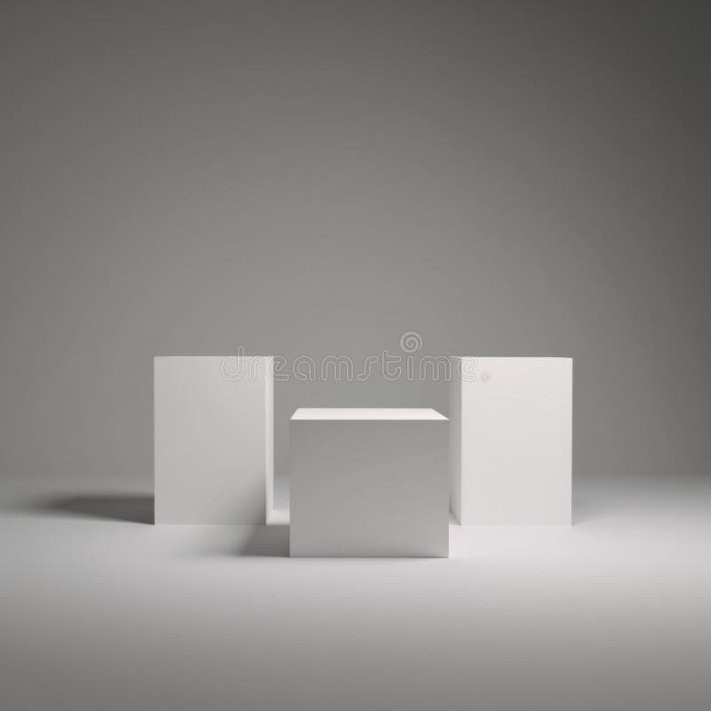 Empty Exhibition Space Featuring Three Pedestals for Sleek Product ...