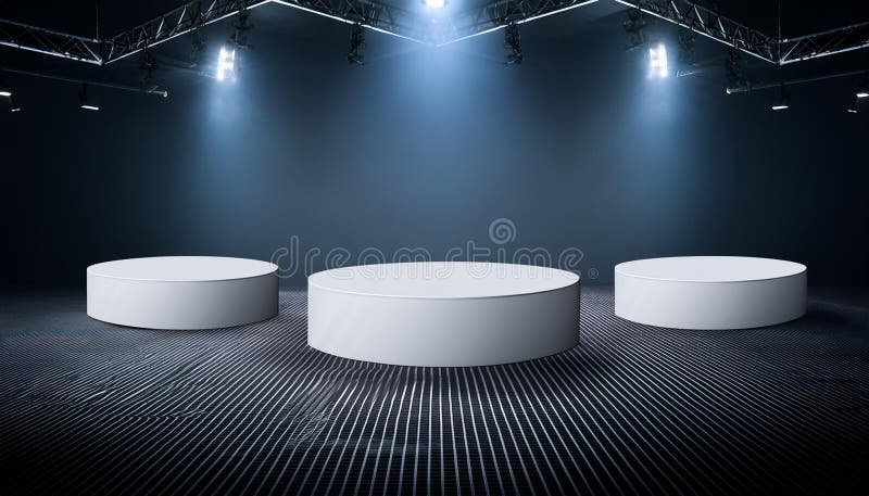 Empty Exhibition Space with Three Pedestals for Product Presentation ...