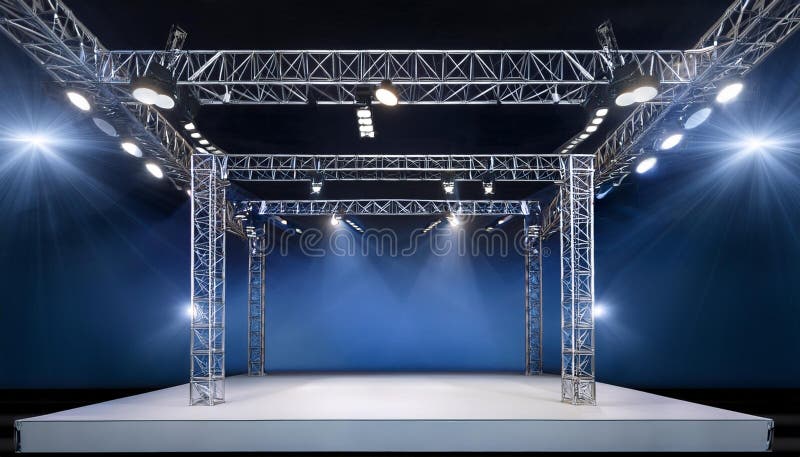 Empty Exhibition Stage with Truss Structure. 3D Rendering Stock ...