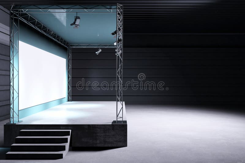 Empty Exhibition Stage with Truss Structure. 3D Rendering Stock ...