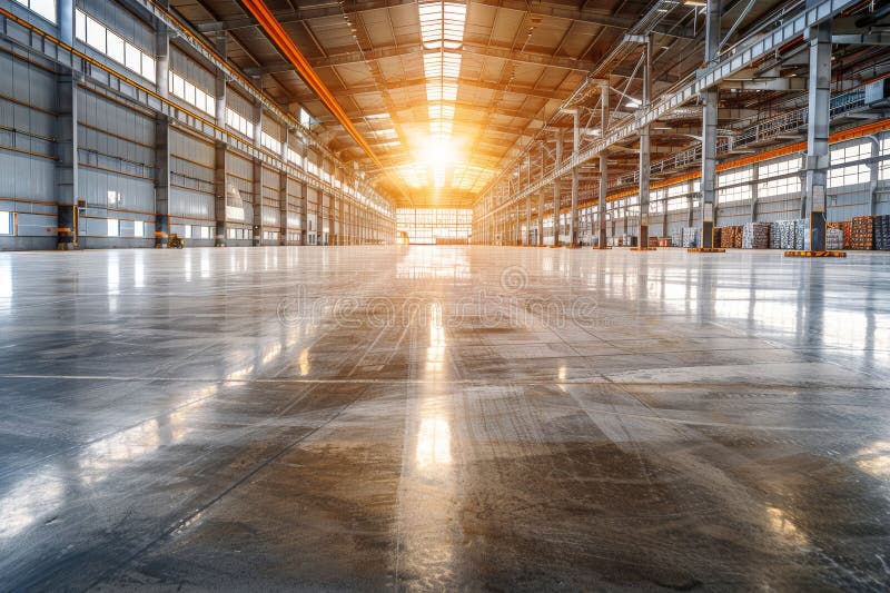 Empty Factory Building or Warehouse Building with Concrete Floor for ...